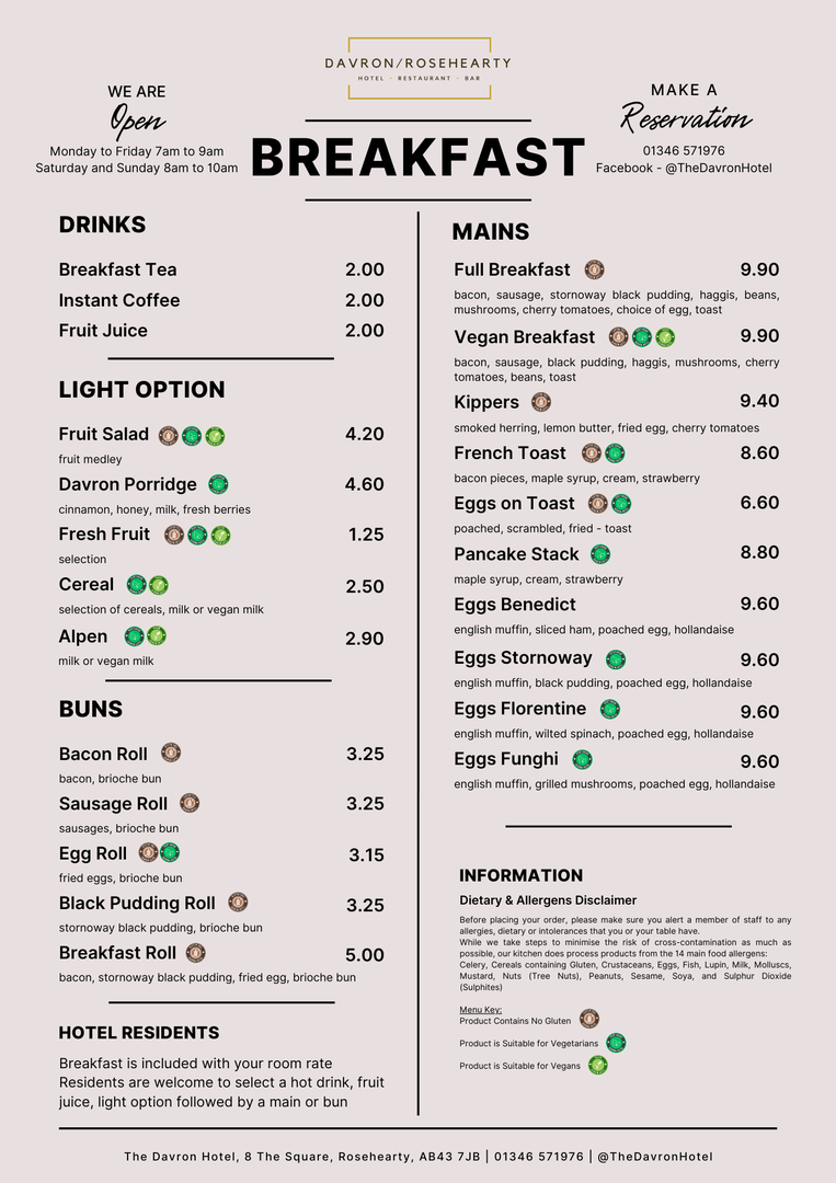 Davron Hotel, Rosehearty, Fraserburgh | Breakfast